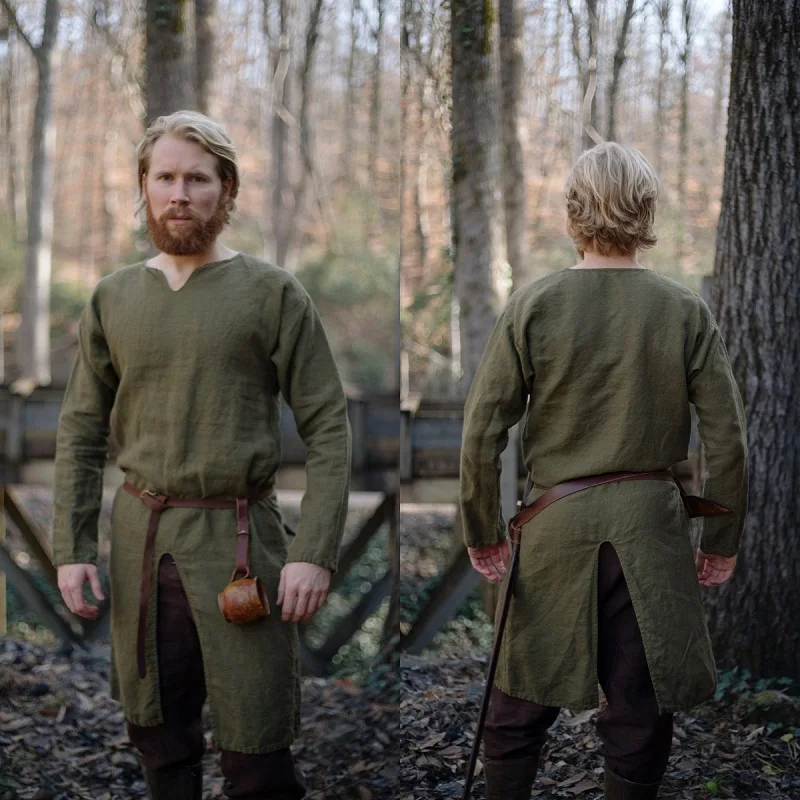 Adult-Men-Medieval-Knight-Warrior-Costume-Green-Tunic-Clothing-Norman ...
