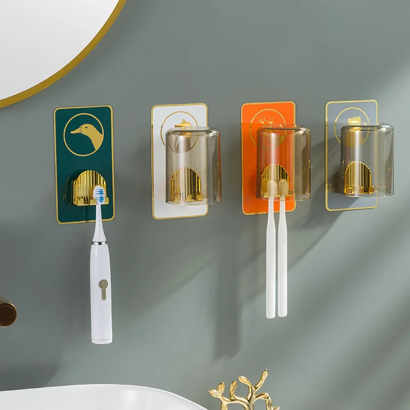 Self Adhesive Toothbrush Holder Rack Wall Mounted Toothbrush Rack Stand ...