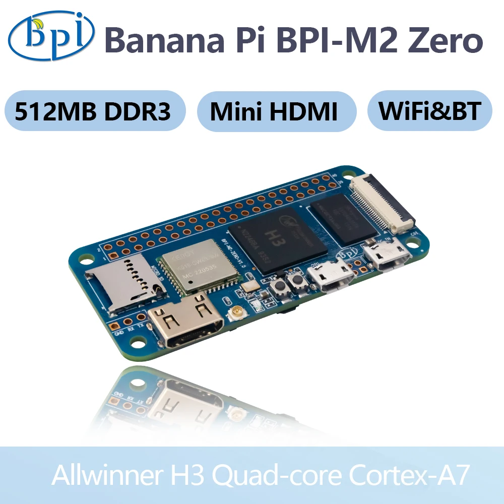 Banana Pi-Zero Quad-core Allwinner H3 Board Computer, suporta Linux, Android, desenvolvimento de ...