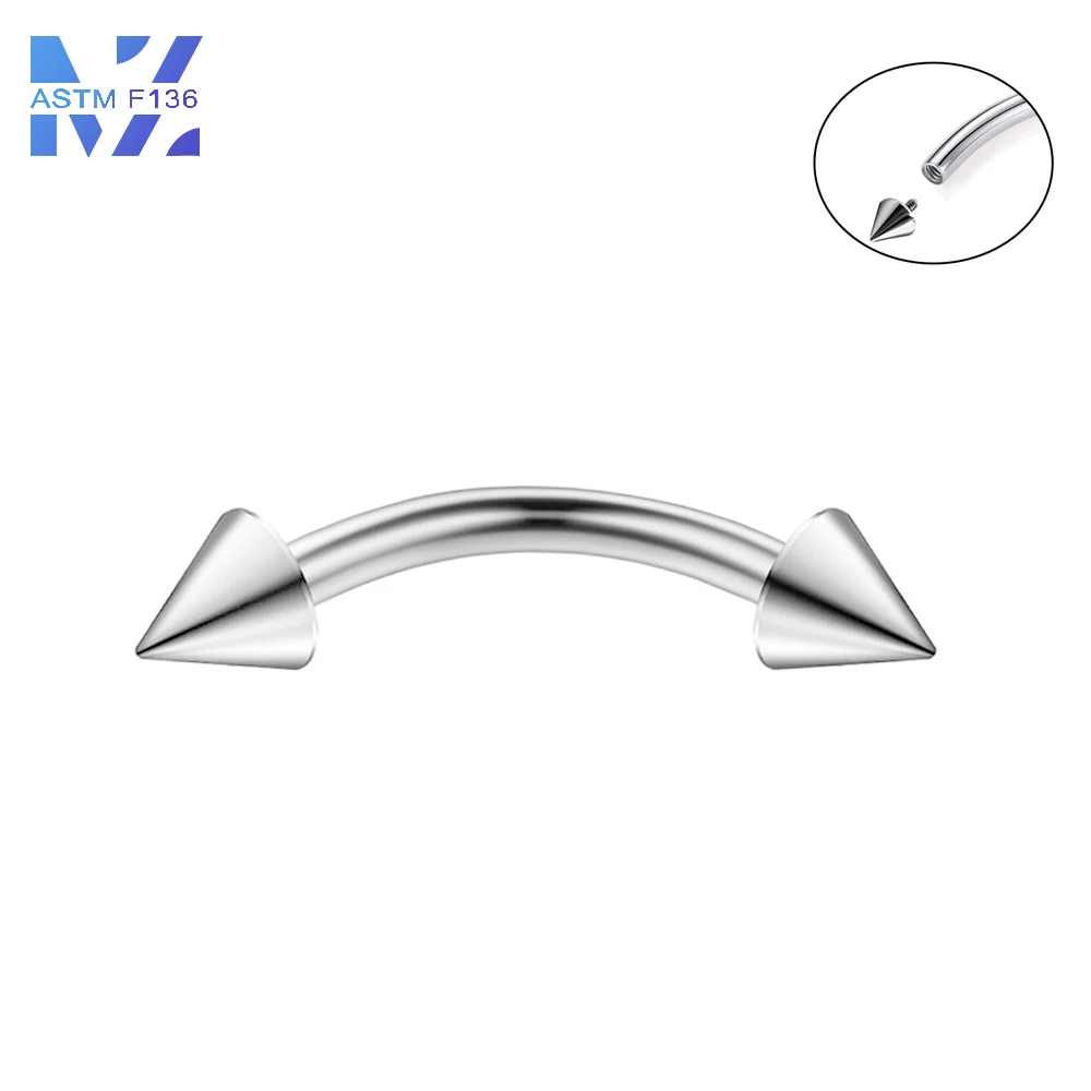 1 Pcs F136 Titanium Lip Stud Double-Headed Inner Teeth Spike Cone Ear ...
