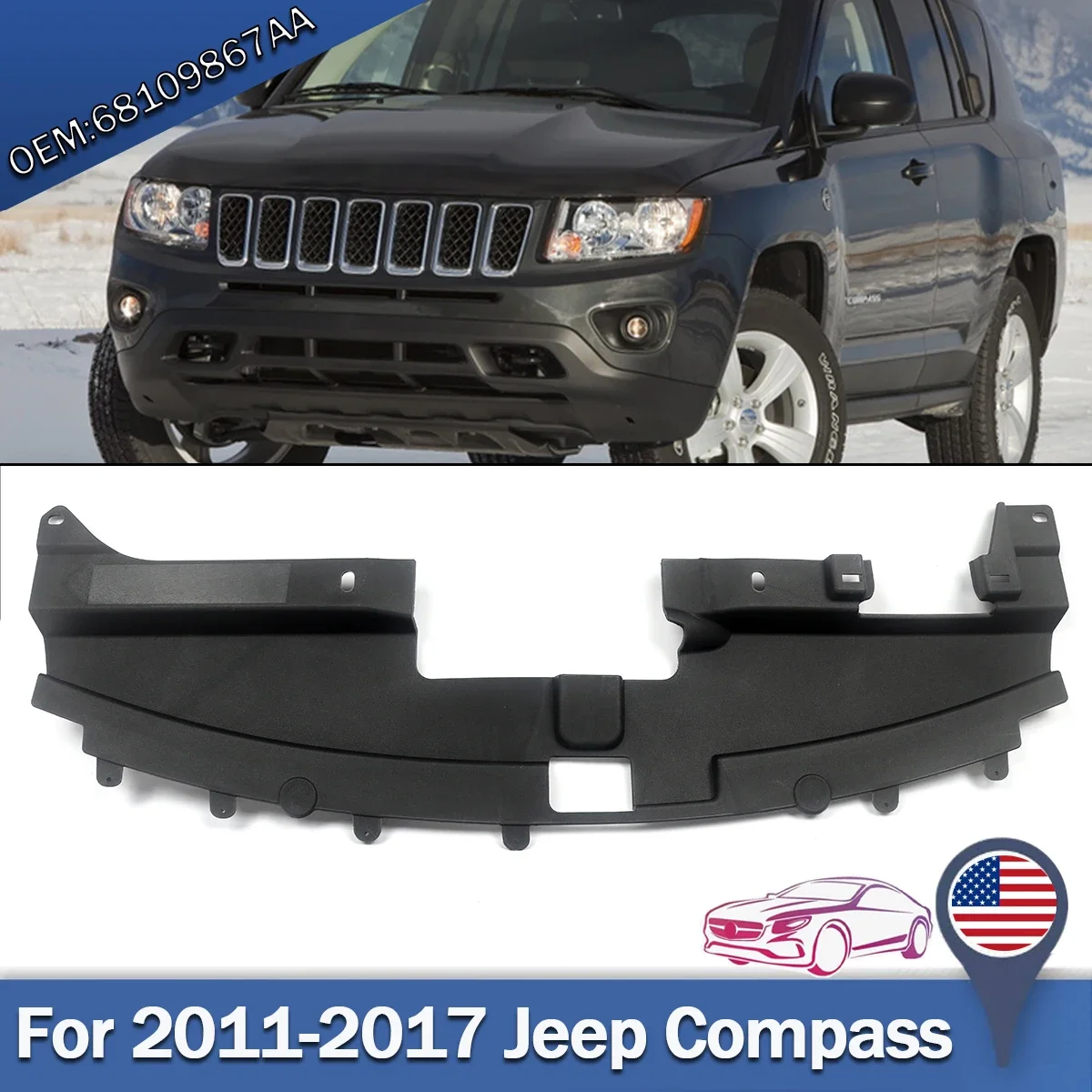FOR-2011-17-JEEP-COMPASS-BUMPER-Radiator-Support-Cover-Grille-Upper ...