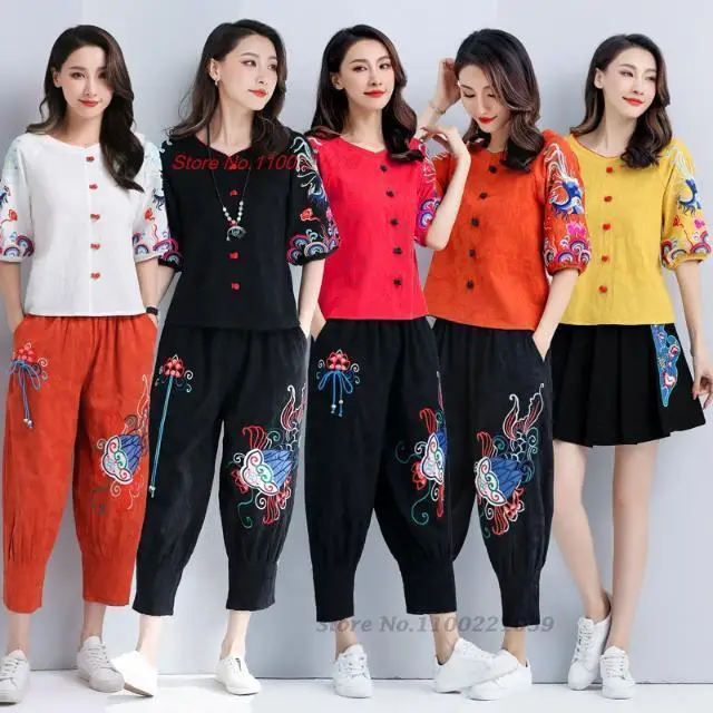 Blusa-vintage-china-con-bordado-de-flores-para-mujer-blusa-tnica ...