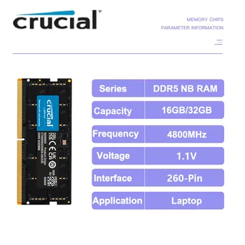 노트북 모듈 SO-DIMM 262 핀 노트북 RAM 메모리, DDR5, 8GB, 16GB, 32GB, 4800MHz ...