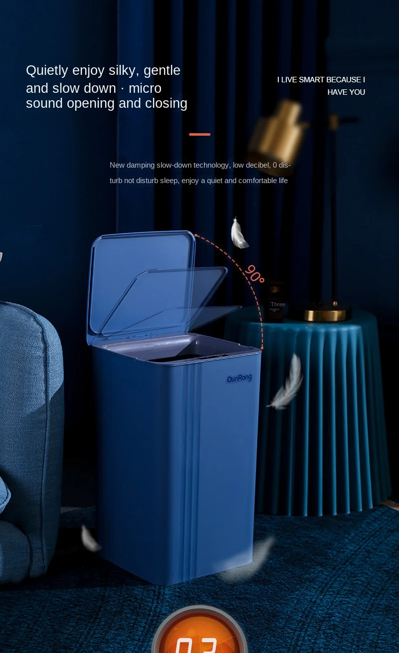 Poubelle de cuisine,14L blue Charge--Poubelle de maison intelligente ...