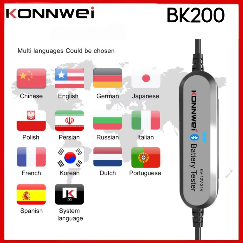 Konnwei Bk200 Bluetooth 5.0 Battery Tester 6v 12v 24v Li-lead Acid ...