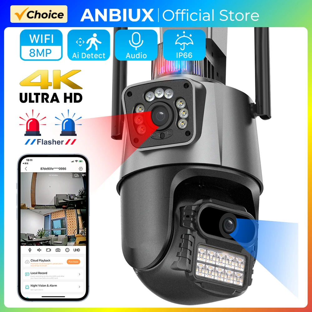 8MP 4K Wifi Camera Dual Lens Ai Auto Tracking Waterproof Security CCTV ...
