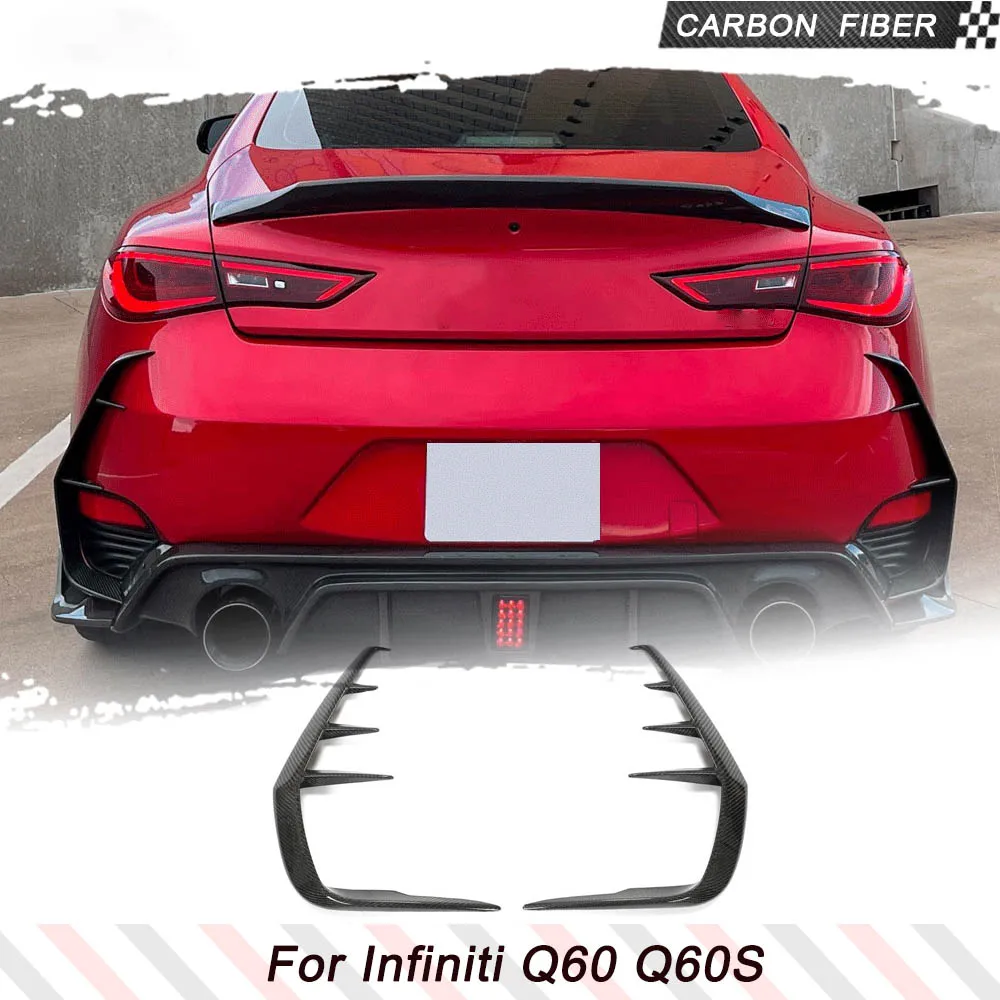 Real-Carbon-Fiber-Rear-Bumper-Canards-Fins-Splitters-for-Infiniti-Q60 ...
