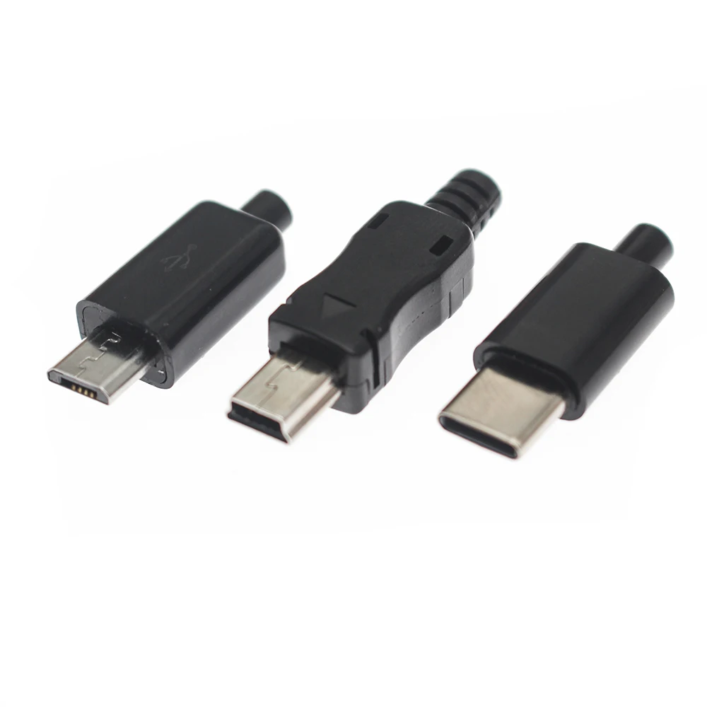 Mini-USB-tipo-C-de-10-piezas-cabeza-macho-con-funda-Conector-micro-usb ...
