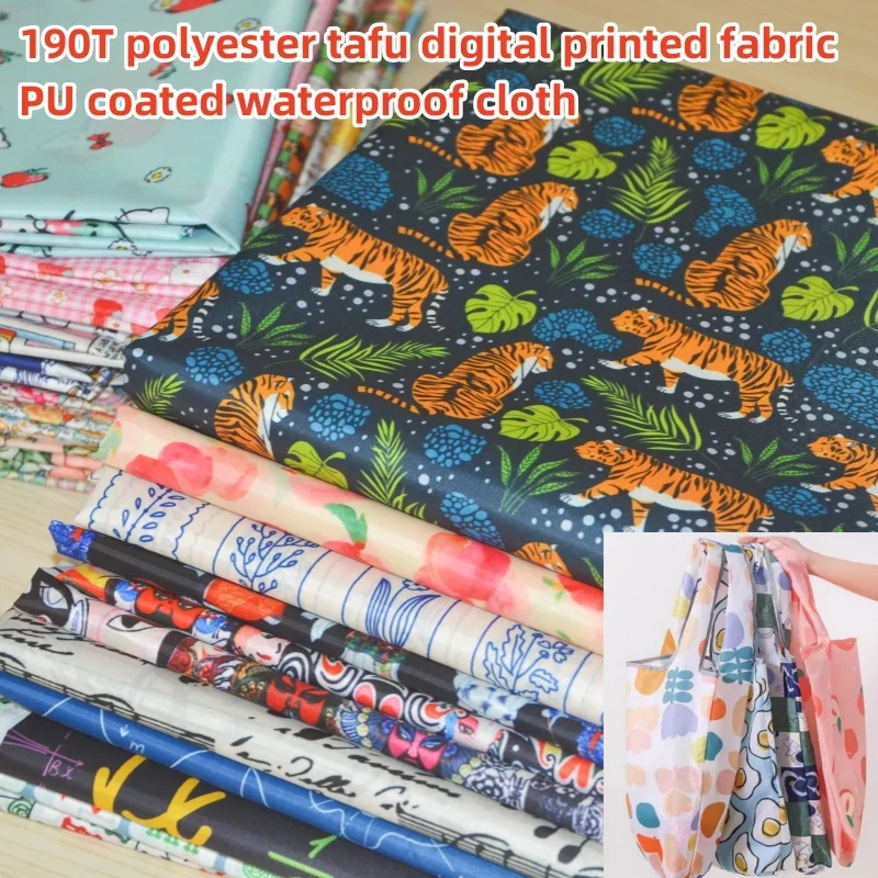 190T polyester taffeta printed waterproof fabric shopping bag fabric ...