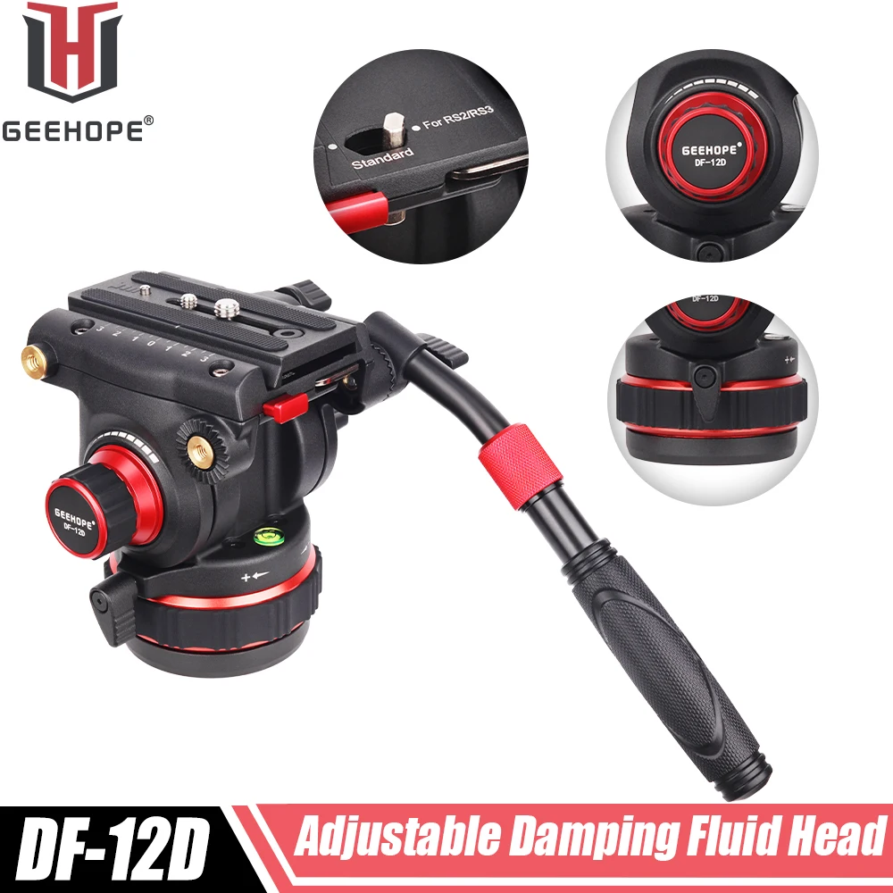 GEEHOPE-DF-12D-Video-Camera-Tripod-Fluid-Head-with-Flat-Base-and ...