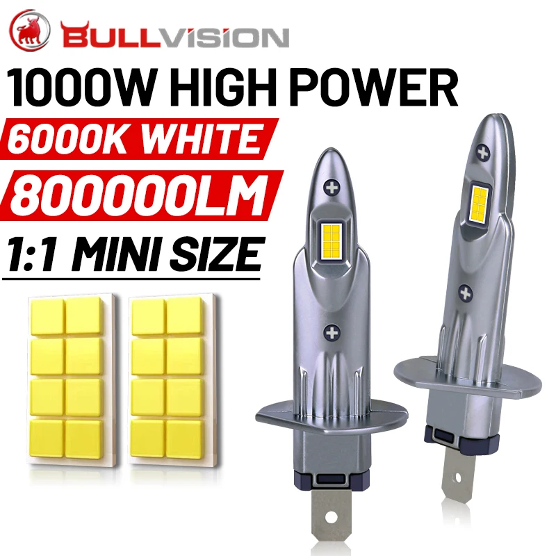 2PCS-H1-LED-Headlight-800000LM-1000W-6500K-White-Car-Lights-Mini-Diode ...