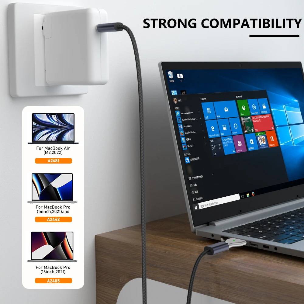 Magnetyczny Adapter USB C PC do Apple Magsafe 3 macbook Air Pro 2021 wska nik 2023 wtyczka szybkiego adowania 140W konwerter AliExpress