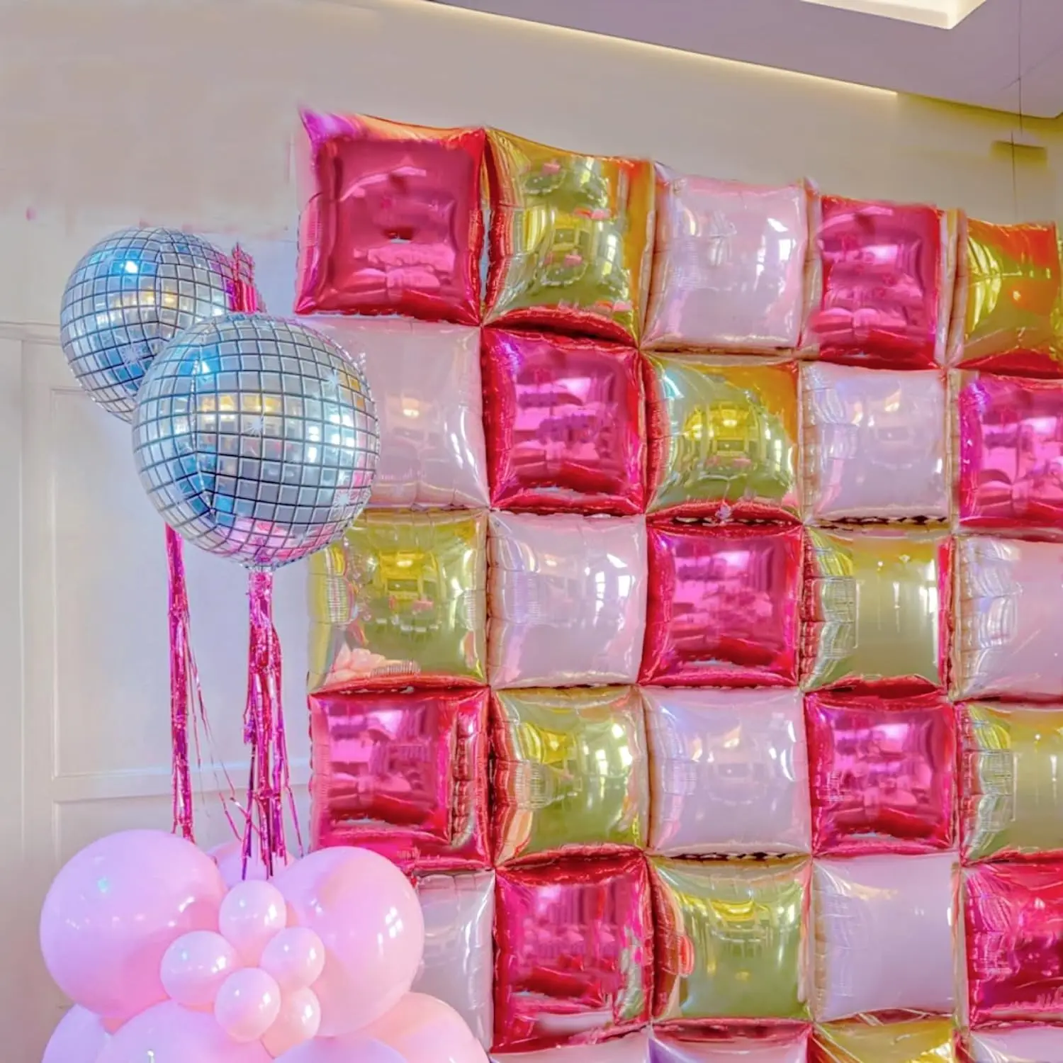 50-25Pcs-Metal-Gold-Magenta-Square-Foil-Balloons-Wall-Double-sided-Hot ...