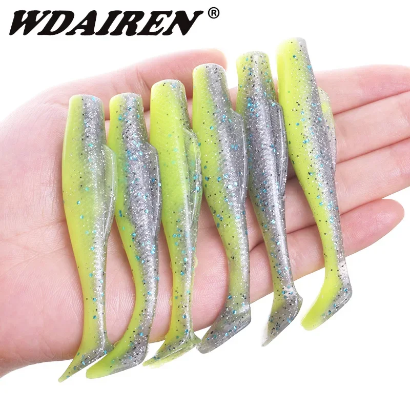 6 Pcs/Lot T Tail Soft Lure 8.5cm 5g Float TPR Silicone Bait for Bass ...