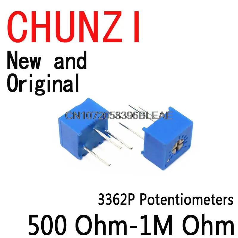 50PCS-10Values-5PCS-3362P-Multiturn-Trimming-Potentiometers-Kit-500R-1M ...