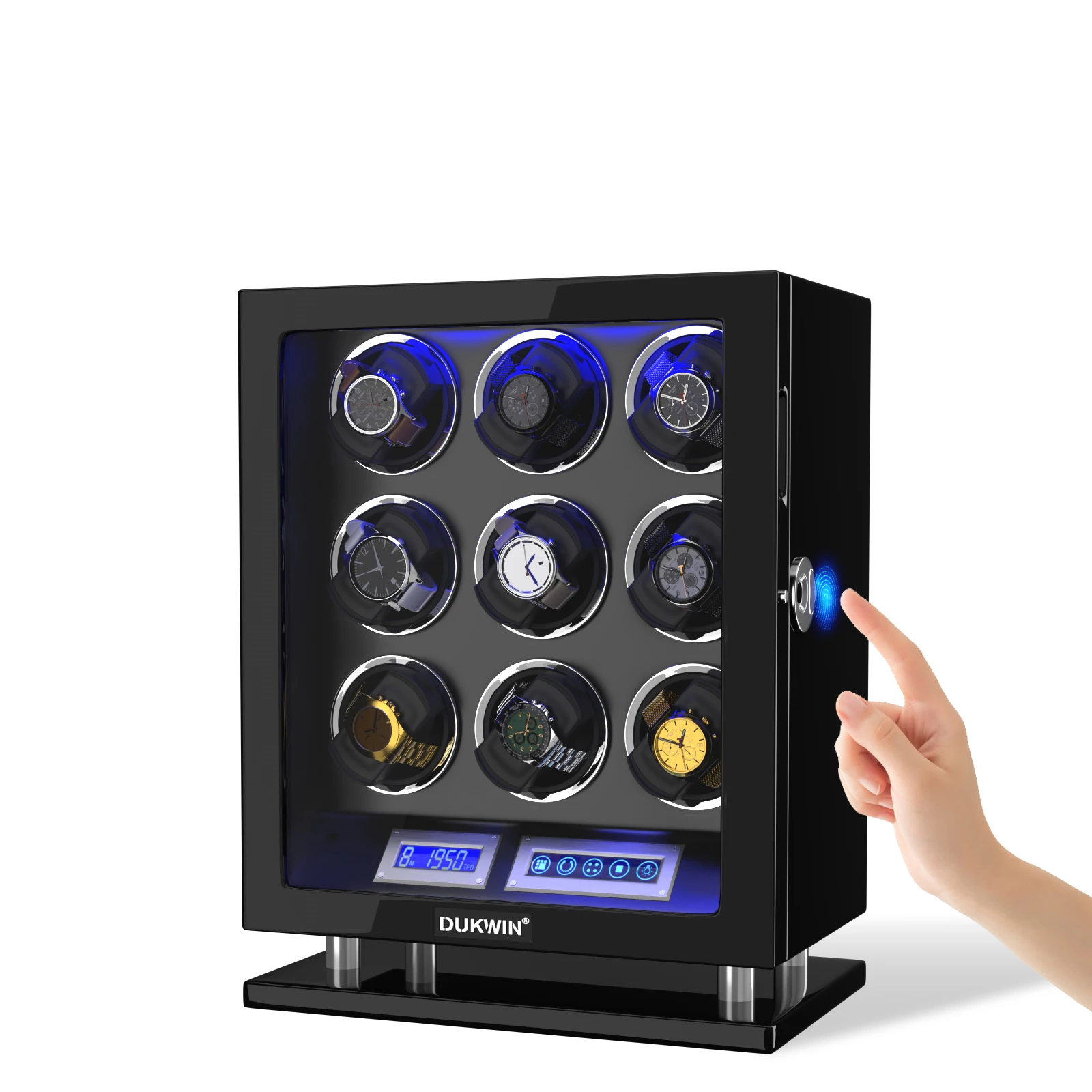 Fingerprint-Unlock-Watch-Winder-for-9-Automatic-Watches-with-Touch ...