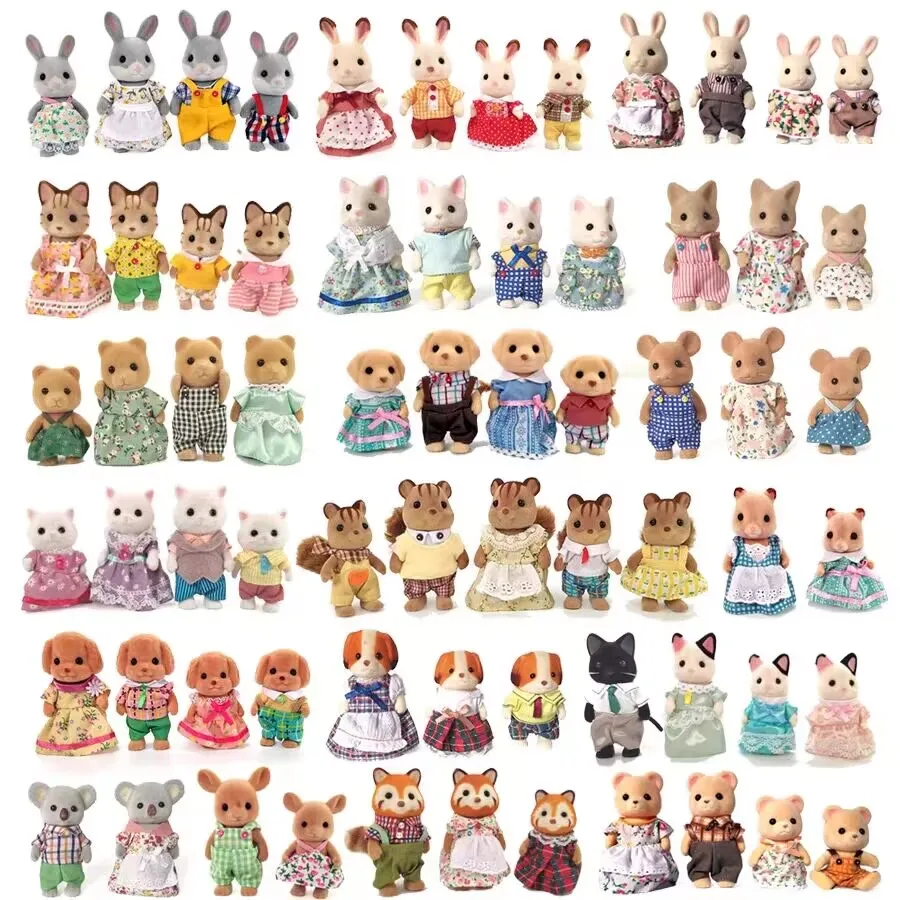 Simulation Forest Rabbit Family DIY Playset Mini Rabbit Bear Figure Toy ...