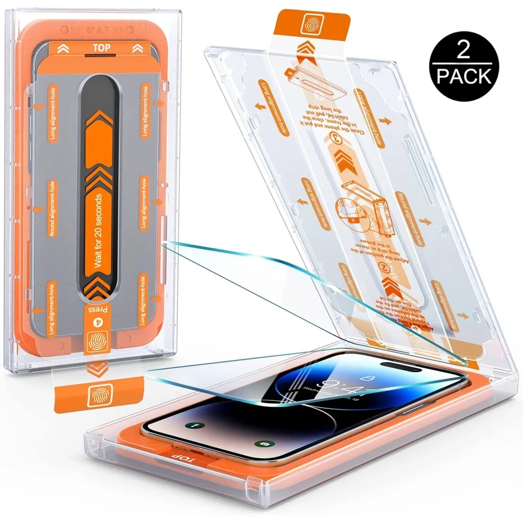 [2 Pack] 9H Tempered Glass Screen Protector with [Auto Dust-Elimination ...