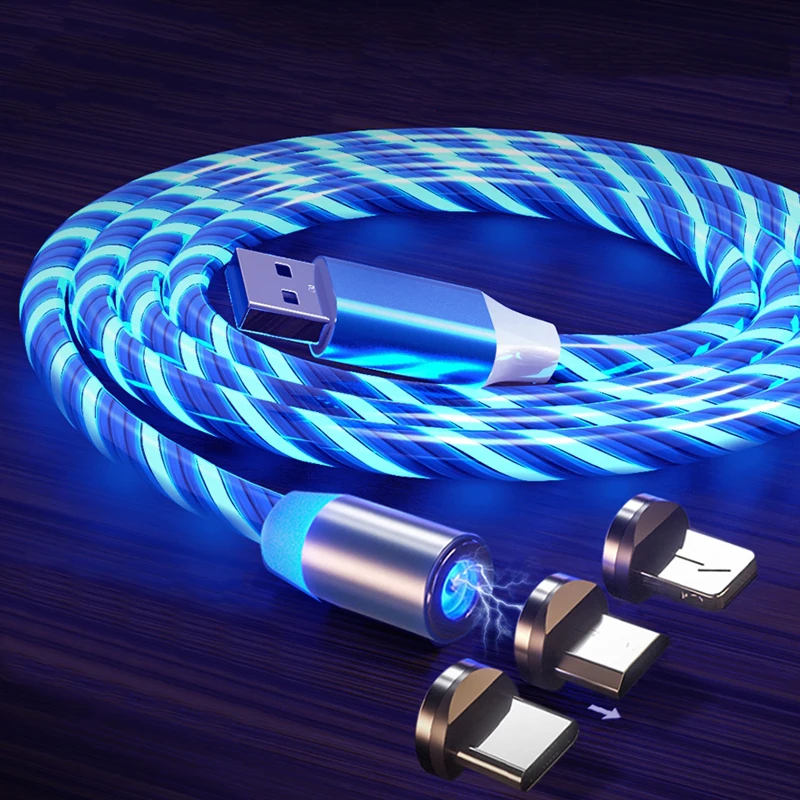 LED-Lighting-360-Magnetic-Cable-Micro-USB-Type-C-Cable-Fast-Charging ...