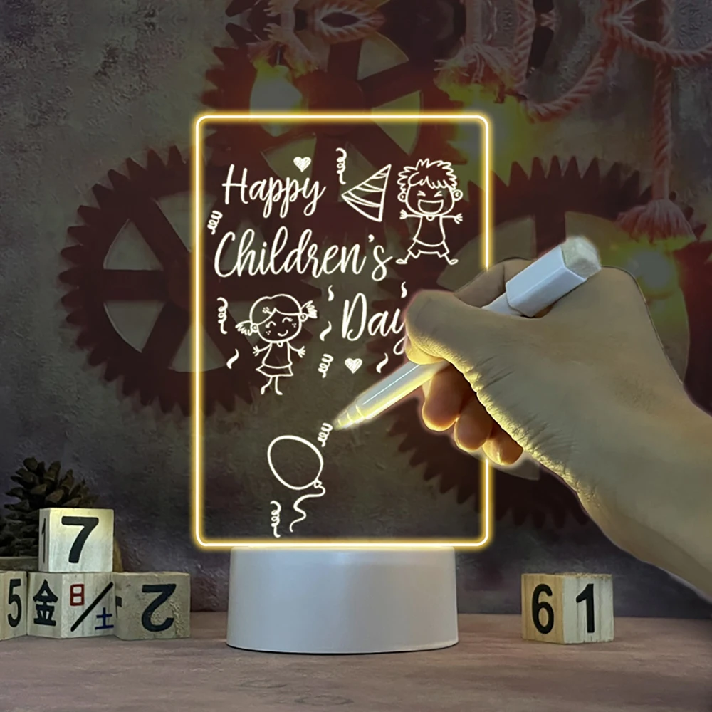 Nota Board Led Night Light Acrílico Creative Message Board Holiday USB ...