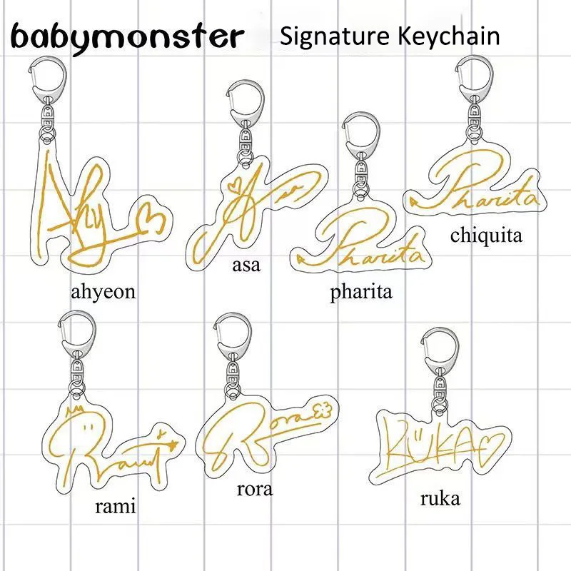 Llavero-con-colgante-de-firma-KPOP-BabyMonster-accesorio-acr-lico-de ...