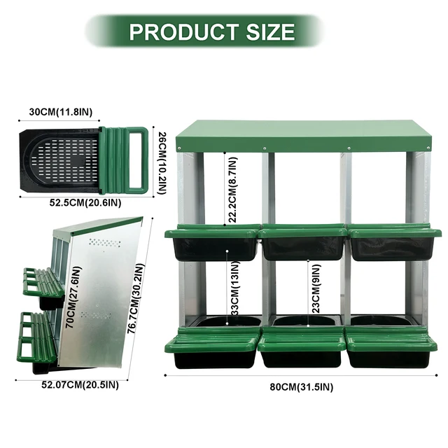 Roll Away Chicken Nesting Boxes VINGLI 6-Compartment Chicken Nesting ...