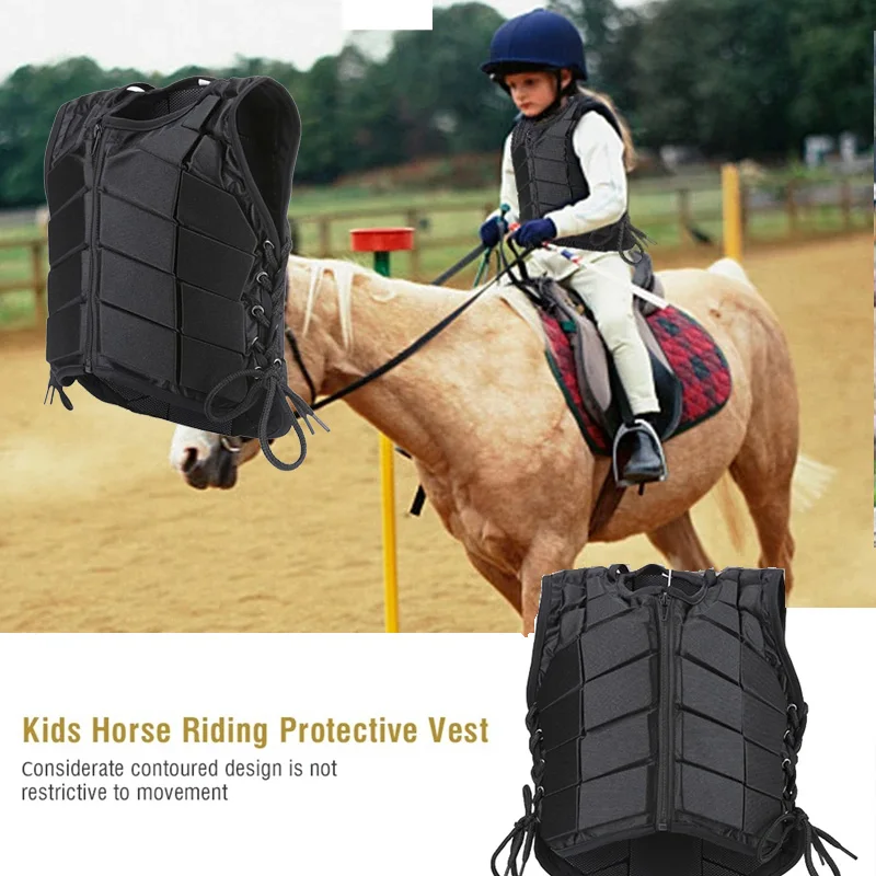 Horse-Riding-Vest-Black-Zipper-Equestrian-Vest-for-Adult-Children-Horse ...