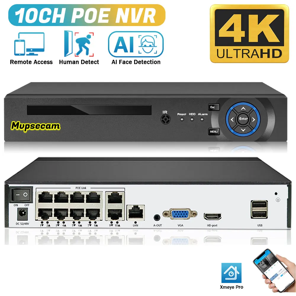 10CH-8MP-POE-NVR-Video-Recorder-Audio-IP-Camera-H-265-CCTV-System-Smart ...