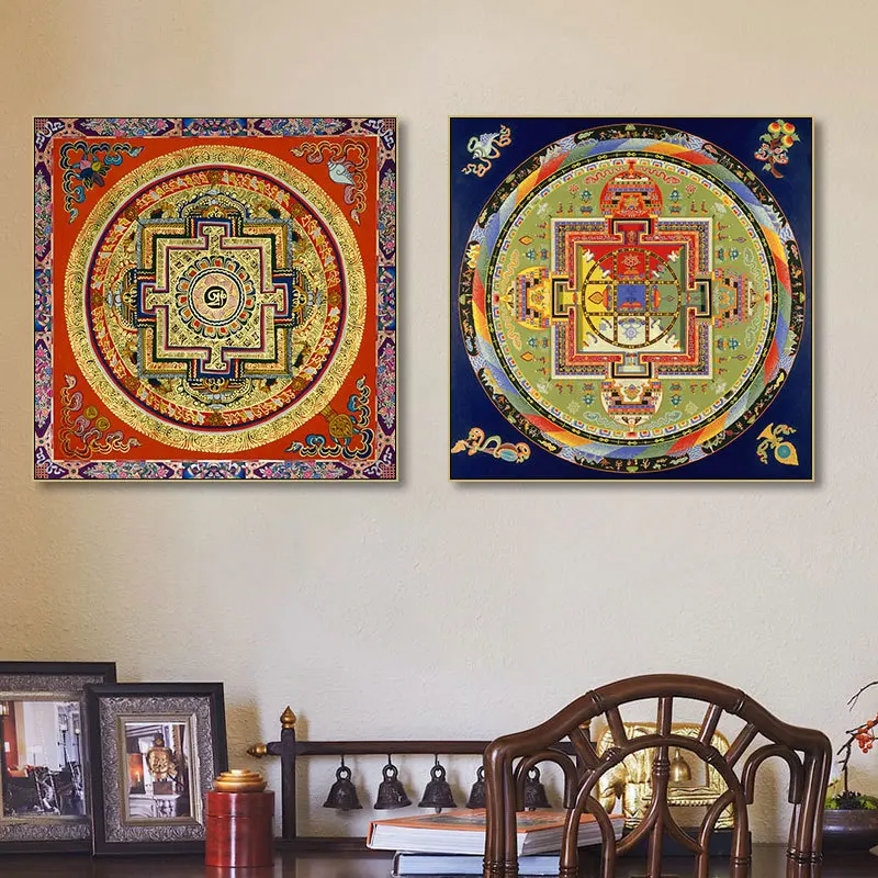 Traditional Chinese Style Thangka Canvas Painting Wall Art Buddhist ...