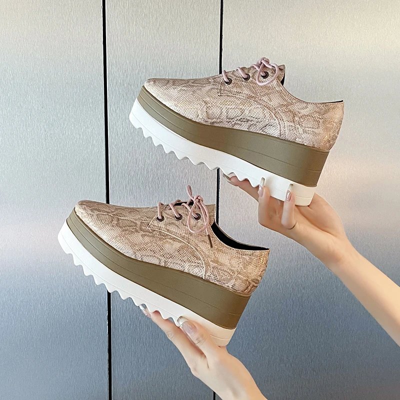 Women-s-Snakeskin-Pattern-Platform-Sneakers-Fashion-Lace-Up-Outdoor ...
