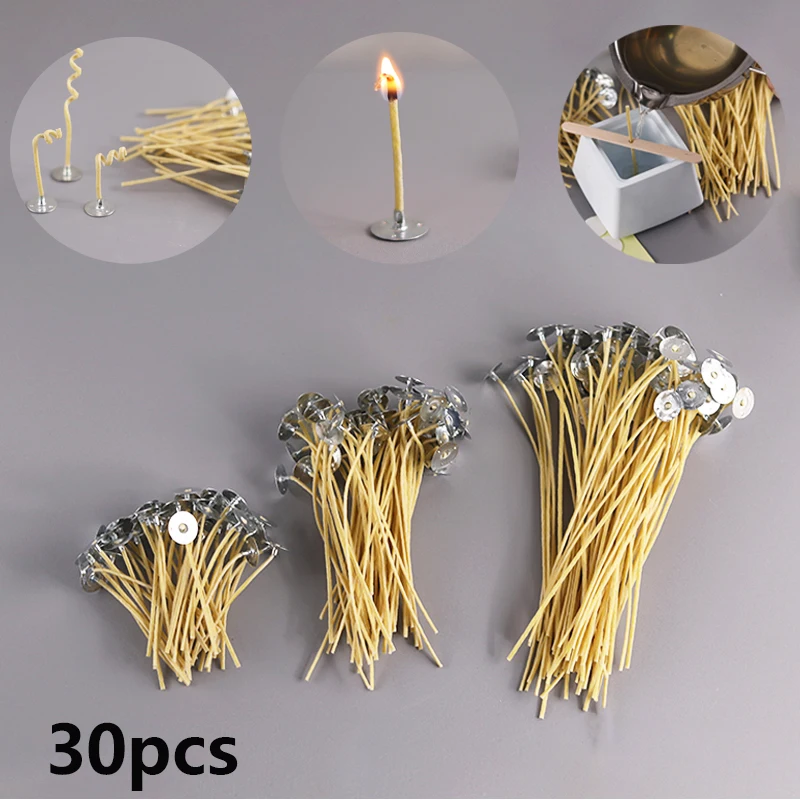 30-Pcs-Beeswax-Wicks-9-20cm-Smokeless-High-Quality-With-Clip-Base-Pre ...