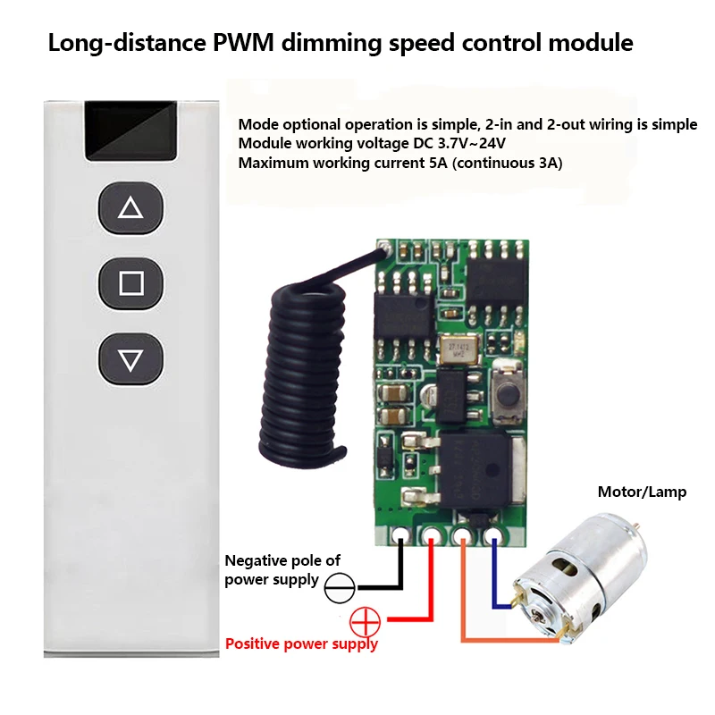 Dc24v-Wireless-Remote-Control-Dc-Motor-Speed-Controller-Led-Light-Pwm-Speed-Regulation-Dimming ...