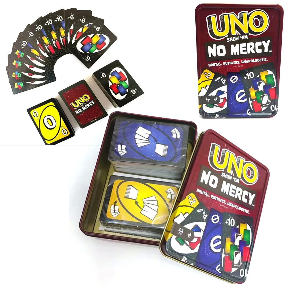 Uno-No-Mercy-Juego-de-mesa-caja-de-hierro-mesa-de-cartas-UNO ...