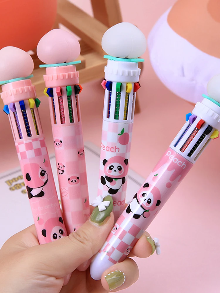 10-Colors-Chunky-Ballpoint-Pen-Lovely-Peach-Panda-Kawaii-Pen-Multicolor ...