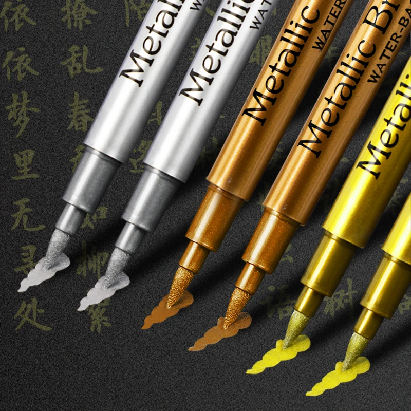 Gold-Silver-Metallic-Marker-Pen-Waterproof-Permanent-Paint-Marker-Pen ...