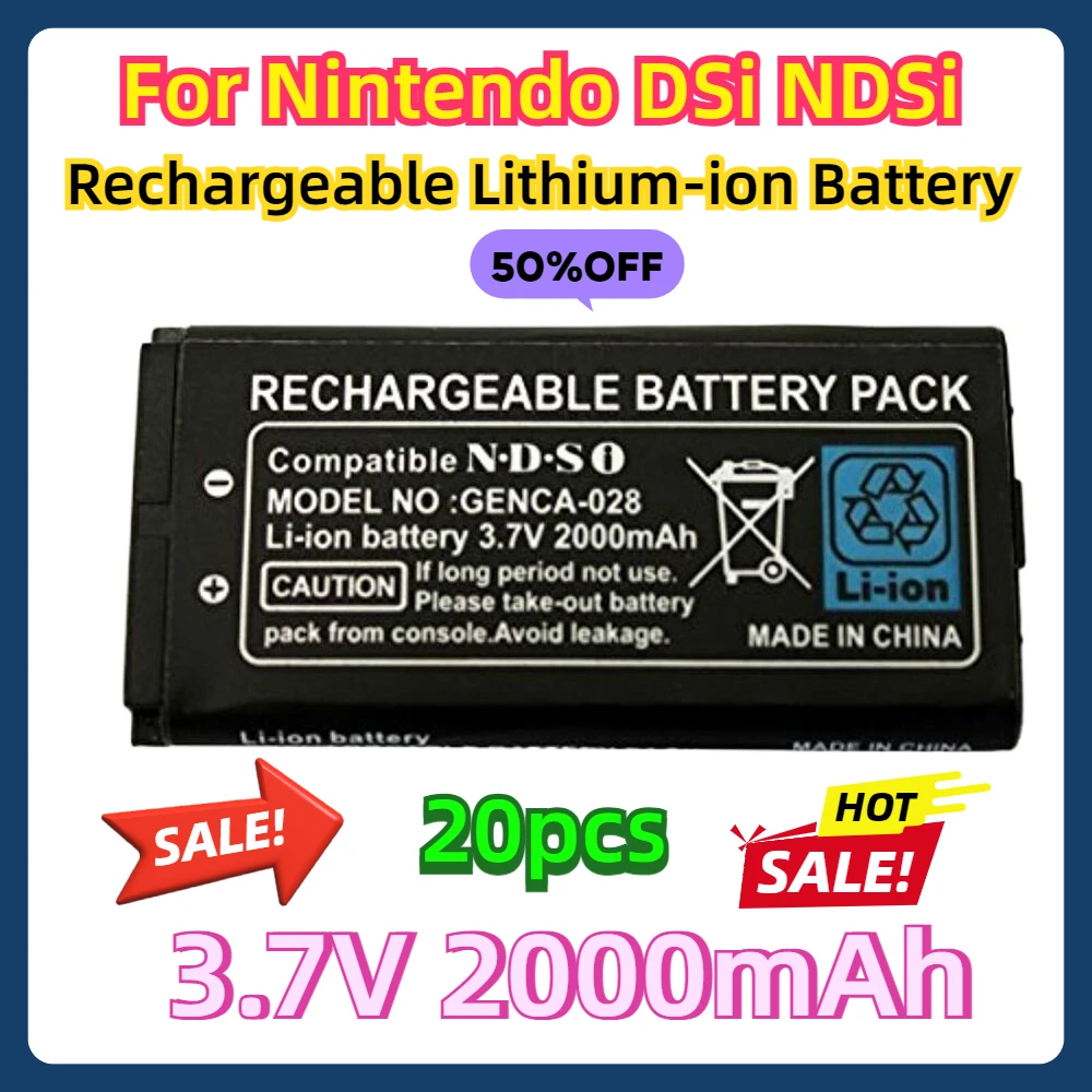 20pcs For Nintendo DSi NDSi 3.7V 2000mAh Rechargeable Lithium-ion ...