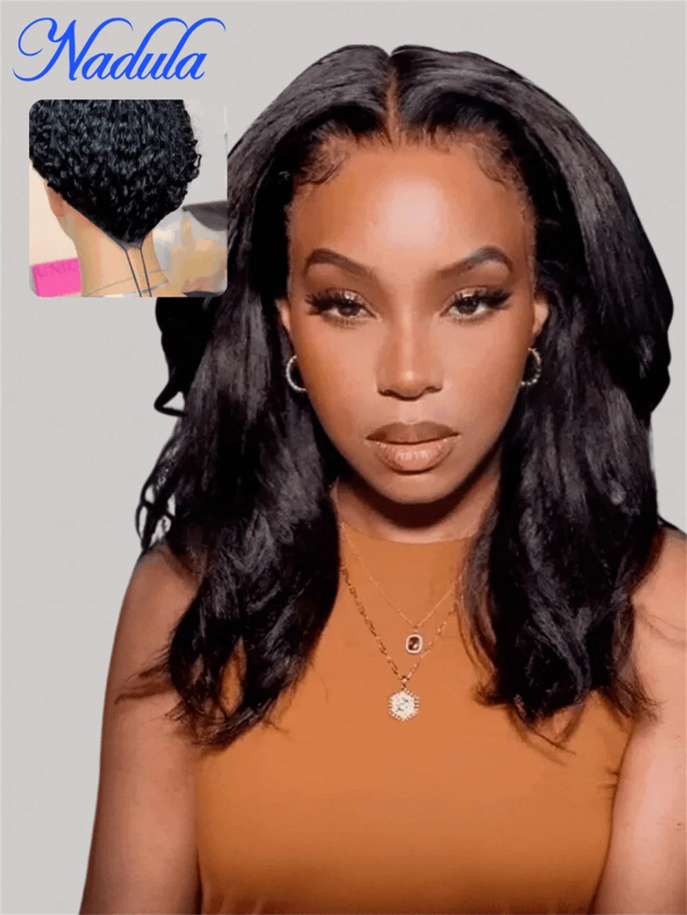 Nadula Hair EasiContour™ V Part Wig Glueless Kinky Straight V Part ...