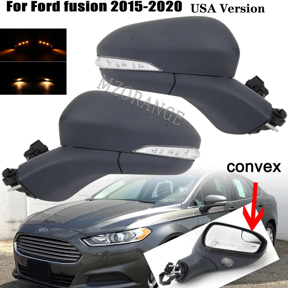 For-Ford-Fusion-2015-2020-US-Side-Rearview-Mirror-Heated-glass-Turn ...