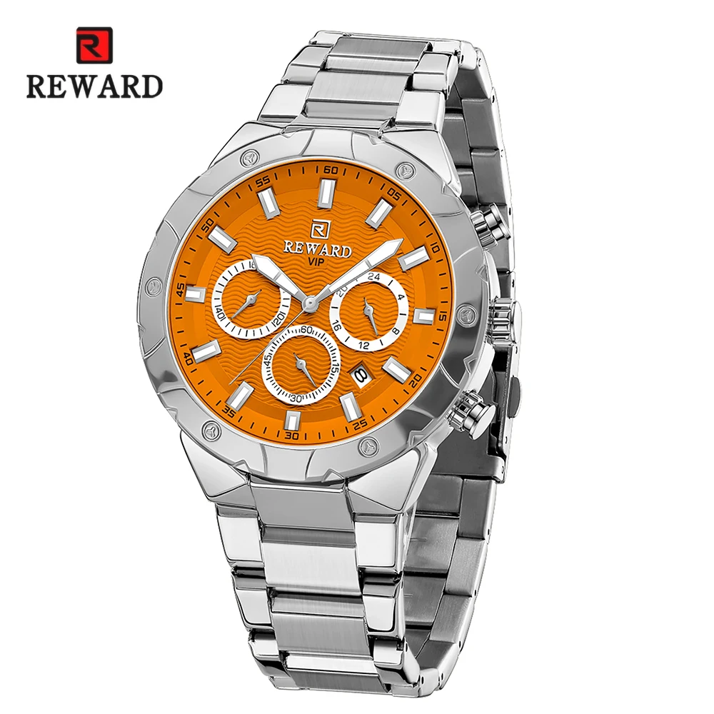 REWARD-Mens-Watch-Quartz-Waterproof-Luminous-Date-Stainless-Steel-Wrist ...