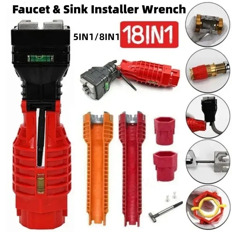 Multifunction-5-8-18In1RepairPlumbing-Tool-Anti-slip-Plumber-Key-Flume-Sink-Wrench-Tools ...