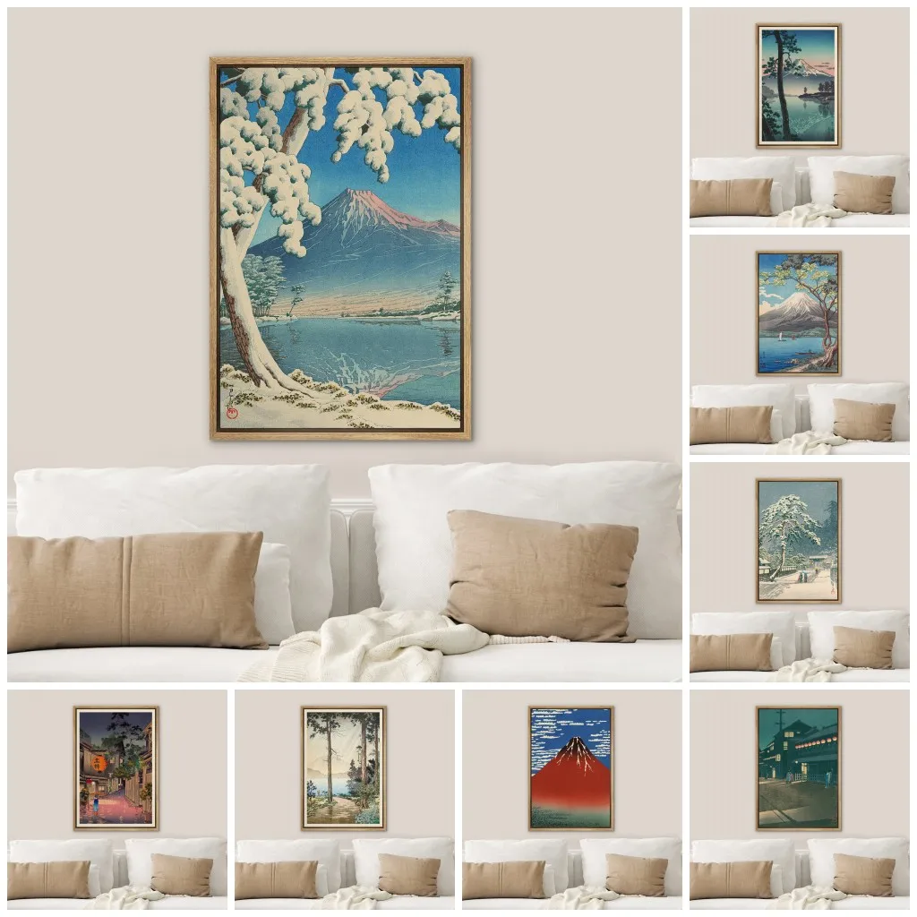 Japanese Vintage Wall Art Prints Classical Building Landscape Paintings ...