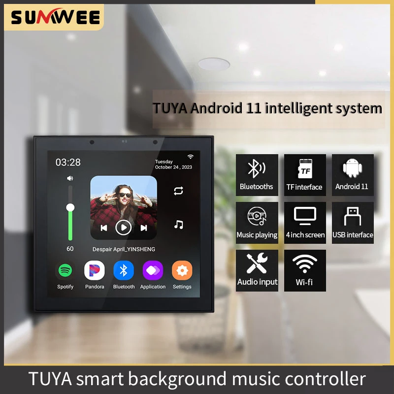 4 inch Tuya Smart Home Andriod 11 WiFi Bluetooth Touch Screen Home ...