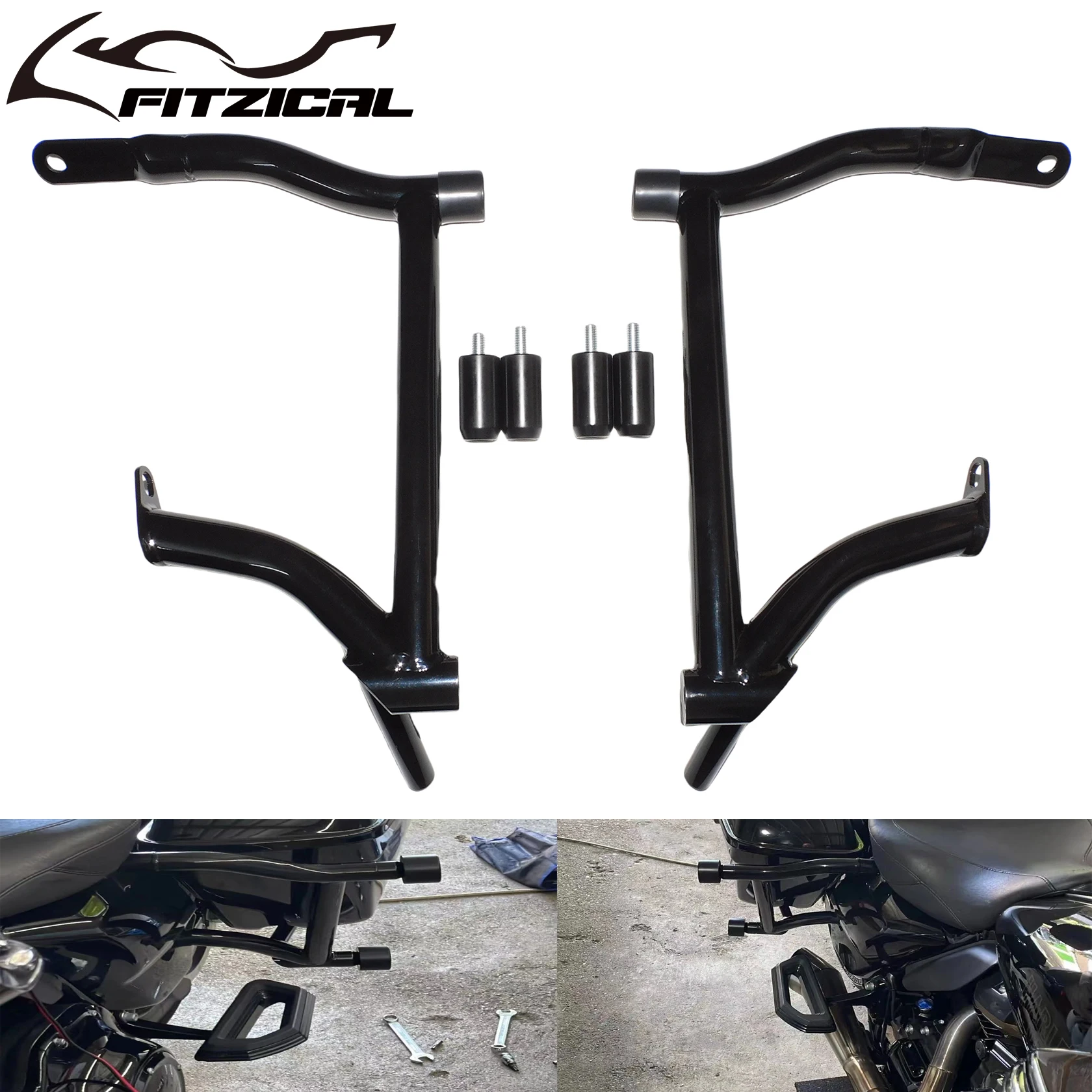 Motorcycle-Rear-Saddlebag-Guard-Rails-Bag-Guards-Steel-For-Harley ...