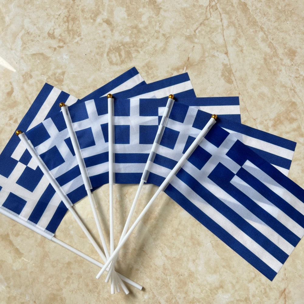 Greek flag 14 * 21 cm Greek flag Polyester standard flag bearer waving ...