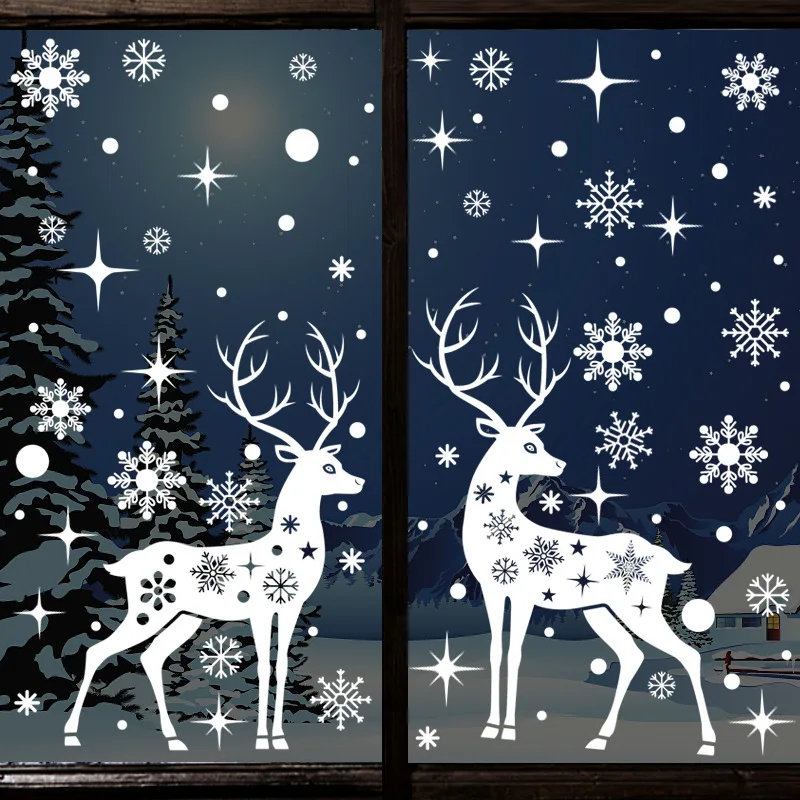 Reindeer Window Stickers Christmas Decoration Sleigh Walll Sticker ...