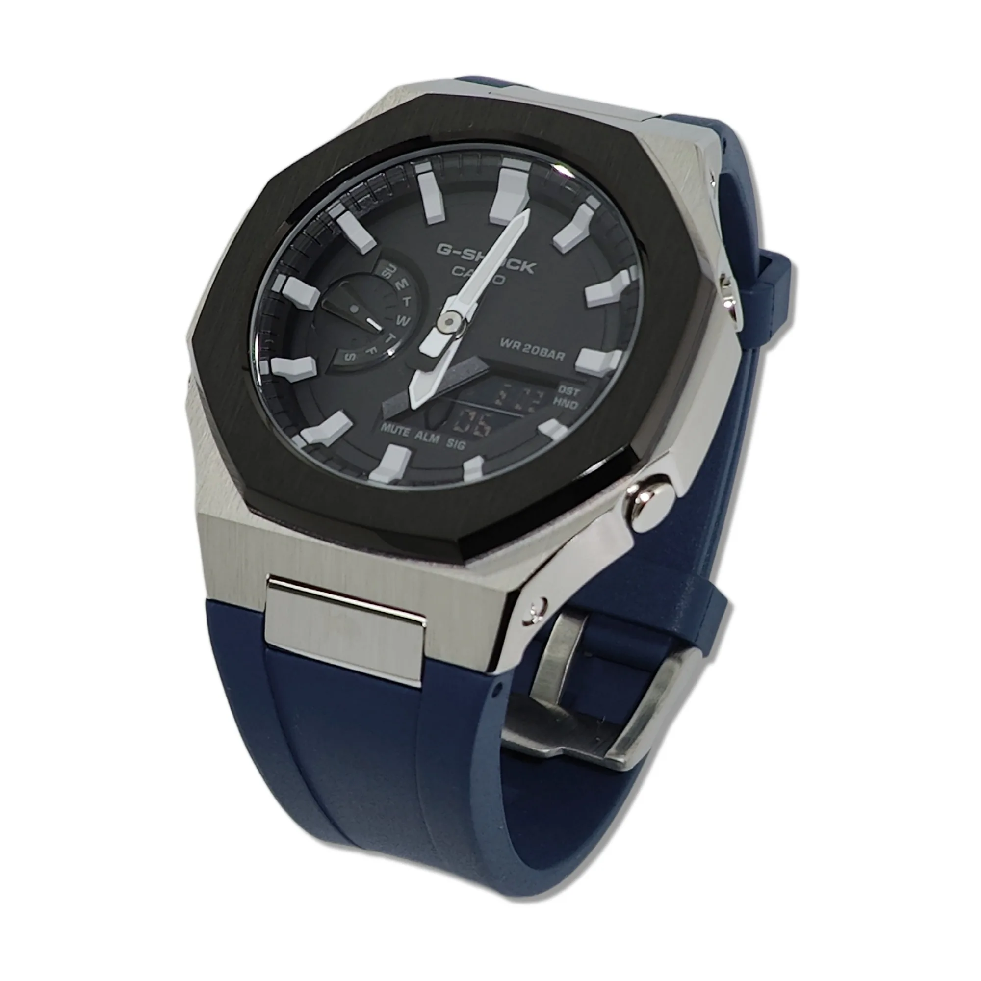 Hontao-GA2100-Casioak-5th-Gen-Silver-Black-Stainless-Steel-Watch-Case ...