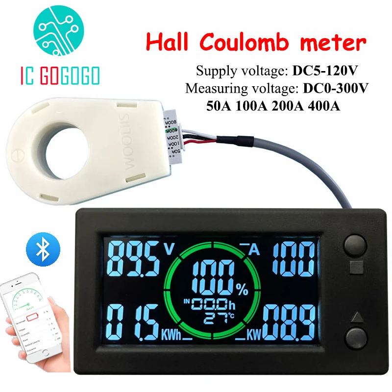 Hall-Coulomb-Meter-Counter-Voltage-Current-Power-Capacity-Indicator-LCD ...
