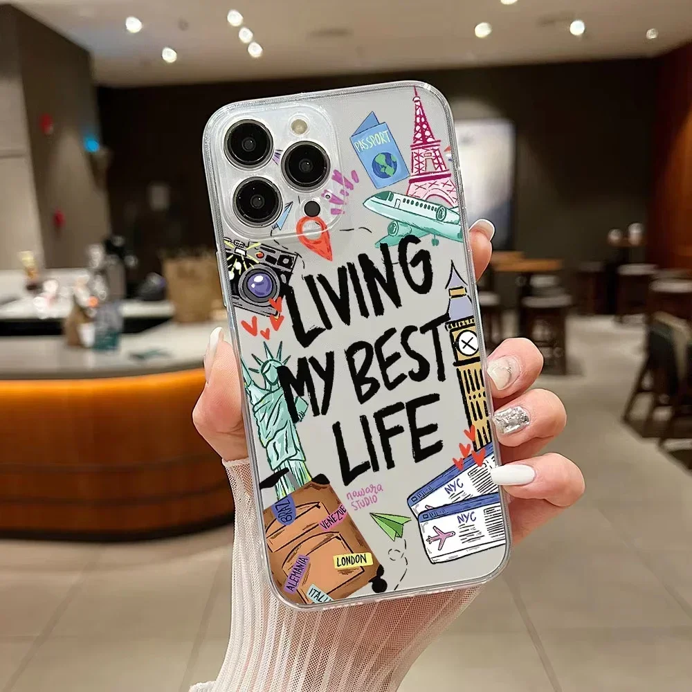 New York London Sticker Labels Phone Case For iPhone 16 15 14 13 12 11 ...