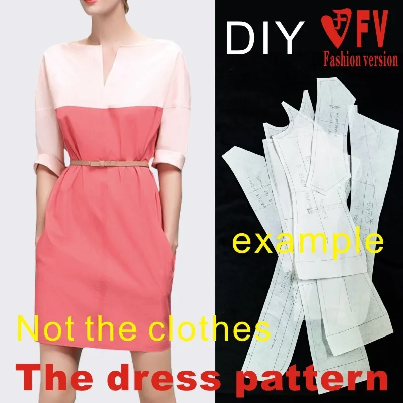 One-piece Drop-shoulder Sleeve Pattern 1:1 Dress Version Paper Design ...