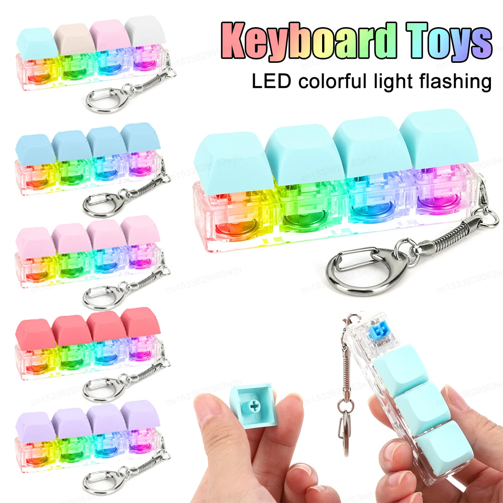 Keyboard-Fidget-Keychain-4-Keys-Keyboard-Decompression-Toys-with-LED ...